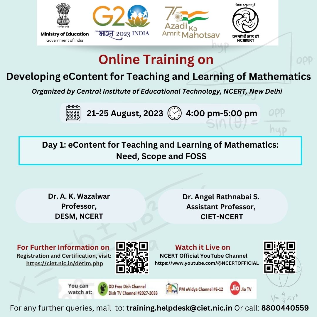 “Developing eContent for Teaching and Learning of Mathematics” | Central Institute of ...